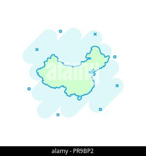 Cartoon map of China. Travel illustration with chineese landmarks ...