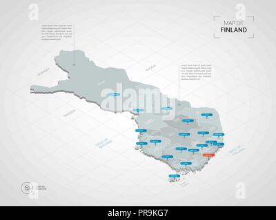 Finland map with borders, cities, capital and administrative divisions ...