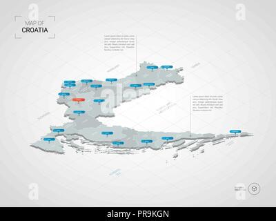 Croatia political map of administrative divisions - counties. Colorful ...