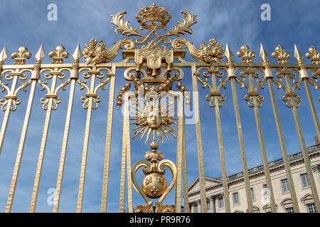 Detail of fence at exterior facade of Versailles Palace, Paris, France ...
