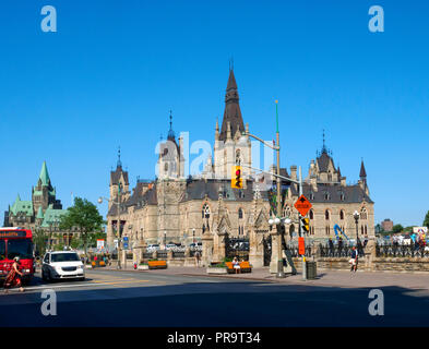 Ottawa, Ontario, Canada. West Block of Parliament Hill with Peace Tower ...