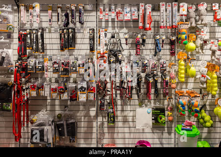 Pet store display with toys and accessories for dogs and cats Stock ...