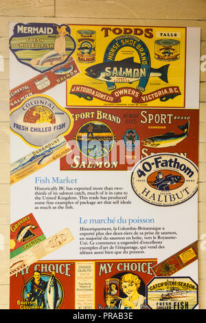 Canned salmon display at the Gulf of Georgia Cannery Museum in ...