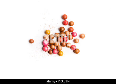 Purple beauty cosmetic texture isolated on white background, smudged ...