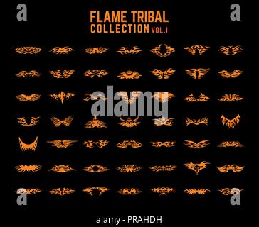 Illustration of Black Fireball. Tribal Flames for Tattoo and Tracery ...