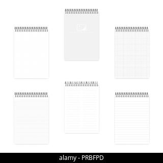 Spiral graph ruled notebook realistic mockup. Wire bound white A4 ...