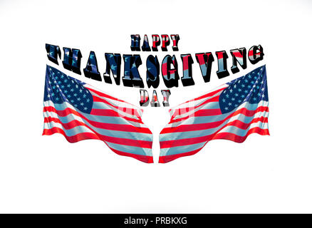 Happy Thanksgiving. USA American flag. Fall decor with autumn leaves ...