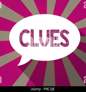 Handwriting text Clues. Concept meaning Piece of evidence information ...