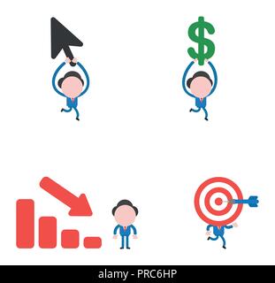 Vector illustration set of businessman mascot character with open file ...