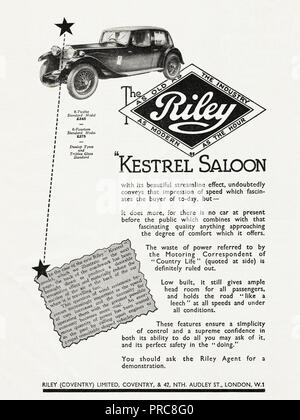 Riley cars advert advertising in Country Life magazine UK 1951 Stock ...
