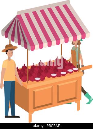 couple in store kiosk with vegetables avatar character Stock Vector ...