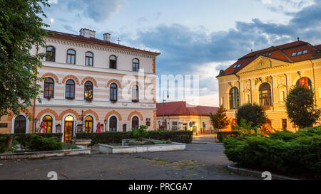 Lucenec, Slovakia - August 18, 2018: Historical buildings in the main ...