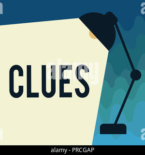 Handwriting text Clues. Concept meaning Piece of evidence information ...