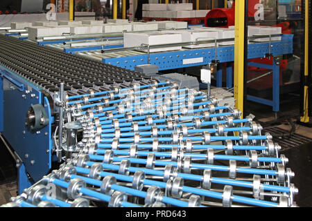 Flexible Conveyor Rollers at Box Packing Line in Factory Stock Photo ...