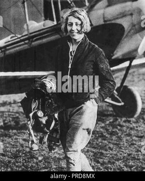 AMY JOHNSON (1903-1941) Pioneering English flyer here about 1930 Stock ...