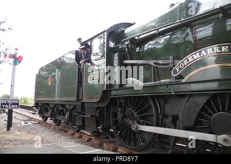 Close-up of locomotive 7903, Foremarke Hall, in fine green livery at ...