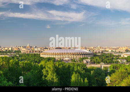 Luzhniki Stadium, cityscape from Sparrow Hills, Moscow, Russia Stock ...