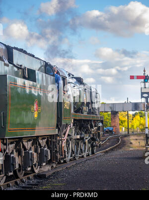 Steam locomotive 34027 "Taw Valley" 4-6-2 Pacific pulling away from ...