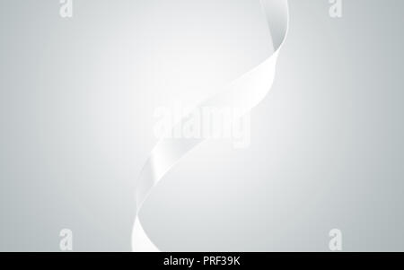 Blank white curl silk ribbon mockup, isolated, 3d rendering. Empty gift ...