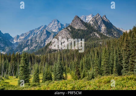 Mount Stuart massif, from meadow around Mountaineer Creek, Stuart Lake ...