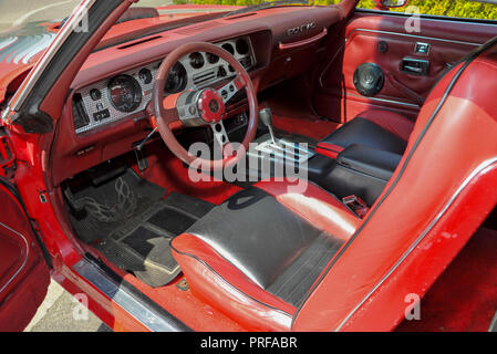 Dashboard of 1979 Pontiac Trans AM during Classic cars auction in Turin ...