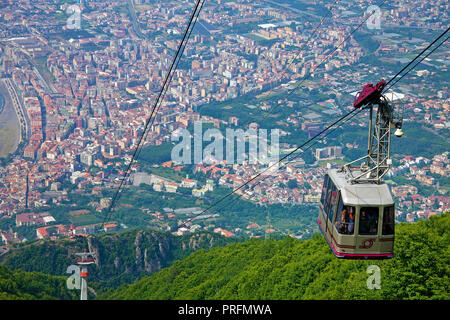 View of the Monte Faito cable car departure station in Castellammare di ...