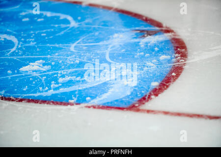 Red goal line on ice rink. Top View Stock Photo - Alamy