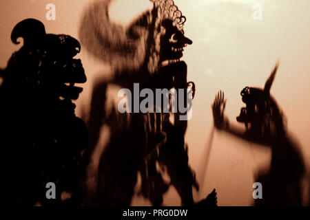 Wayang kulit or shadow puppets stage in Yogyakarta Palace, Indonesia ...