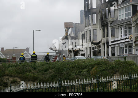 Penhallow Hotel burns down, Newquay Cornwall UK Stock Photo - Alamy