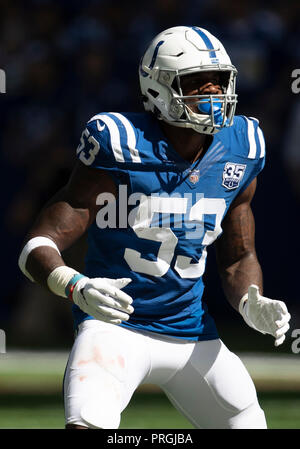 Indianapolis Colts linebacker Darius Leonard (53) celebrates after a ...