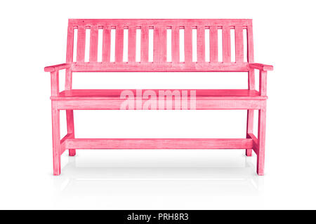 Pink wooden Park Bench Isolated on White Background. Clipping Path ...