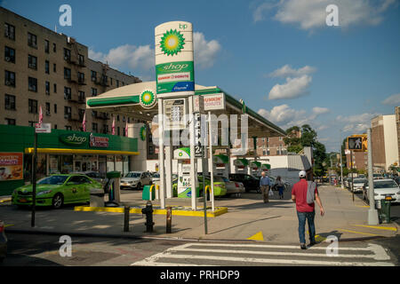 Gas prices at a BP gas station in the Soho neighborhood of Manhattan in ...