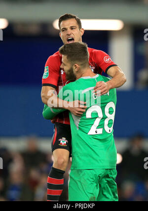 Southampton's Cedric Soares and goalkeeper Angus Gunn celebrate after ...