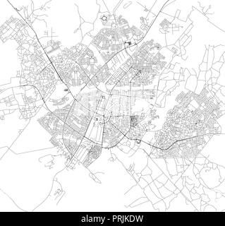 Gaborone city map, capital of Botswana. Municipal administrative black ...