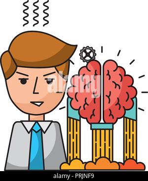 young man with brain avatar character vector illustration design Stock ...