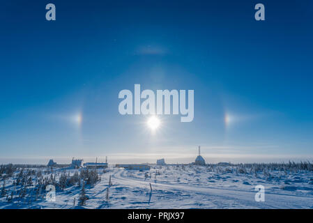 Sundogs over the old Churchill Rocket Range, Churchill, Manitoba ...