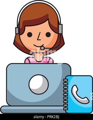 Lady Call Center Illustration With Headphones Speech Bubble ...