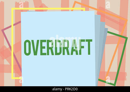 Writing note showing Overdraft. Business photo showcasing Deficit in ...