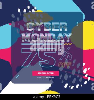 cyber monday sale banner Vector illustration background template ...