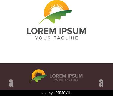 Nature Green Landscape Sunrise Logo Template. sun vector agriculture ...