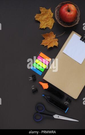 Top view stationery paper with leaves. High quality beautiful photo ...