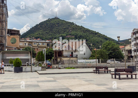 STRUMICA, NORTH MACEDONIA - JUNE 21, 2018: Center of town of Strumica ...