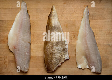 Fillets from pouting, Trisopterus luscus, that were caught boat fishing ...