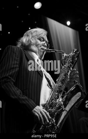 Rod Mason soloing on baritone sax with Atlantic Crossover, Scarborough ...