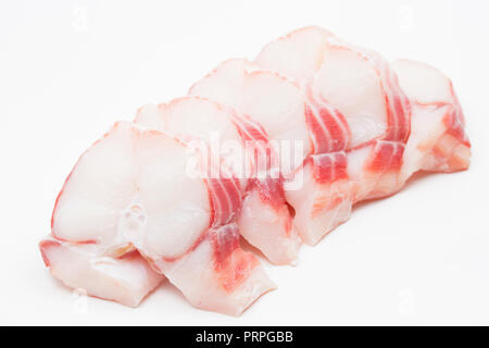 A skinned section of raw bull huss, Scyliorhinus stellaria, prepared ...
