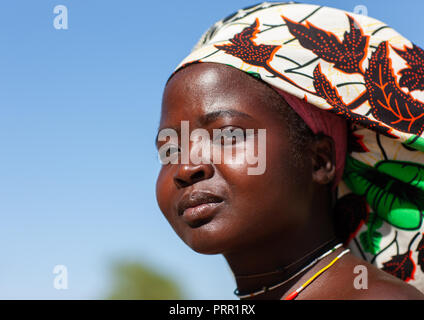 Portrait of a Mucubal tribe women wearing colorful headwears, Namibe ...
