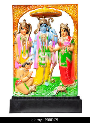 hindu god lord rama from Ramayana black stone statue from flat angle in ...
