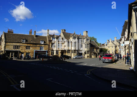 The centre of Oundle, a historic market town in Northamptonshire famous ...