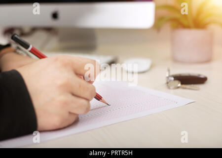 Optical mark recognition sheet , OMR, examination Stock Photo - Alamy