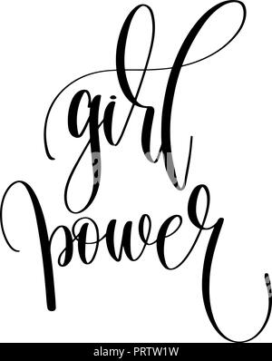 Girl power black and white quote. Grl pwr, feminism lettering. Womens ...